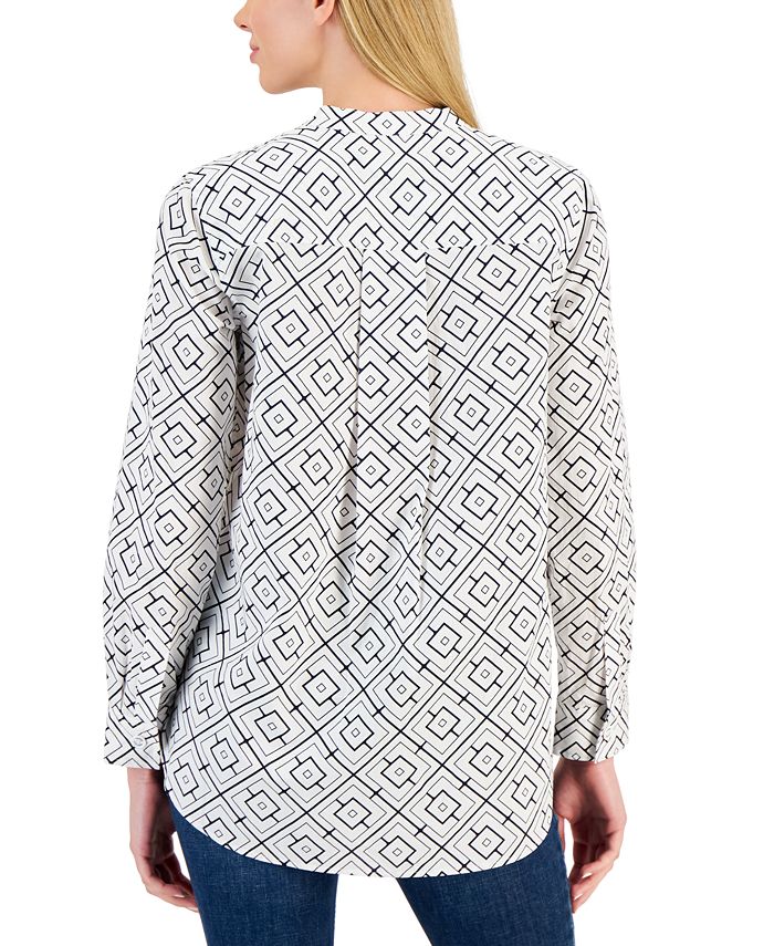 Tommy Hilfiger Women's Cotton Maze Geometric-Print Tunic - Macy's