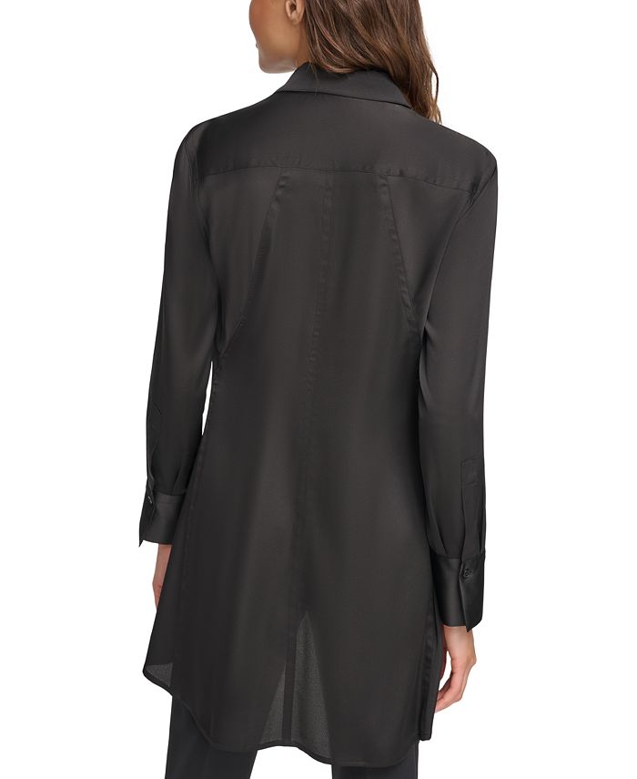 Donna Karan Women's Iconic Collared High-Low Tunic - Macy's