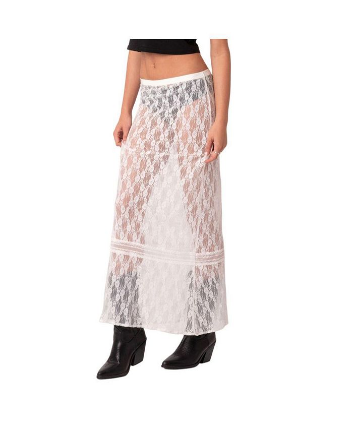 Edikted Womens Sandra Sheer Lace Maxi Skirt Macys