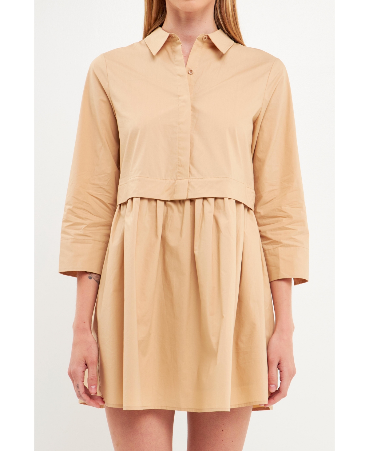 Click here for English Factory Womens Shirt Mini Dress - Taupe prices
