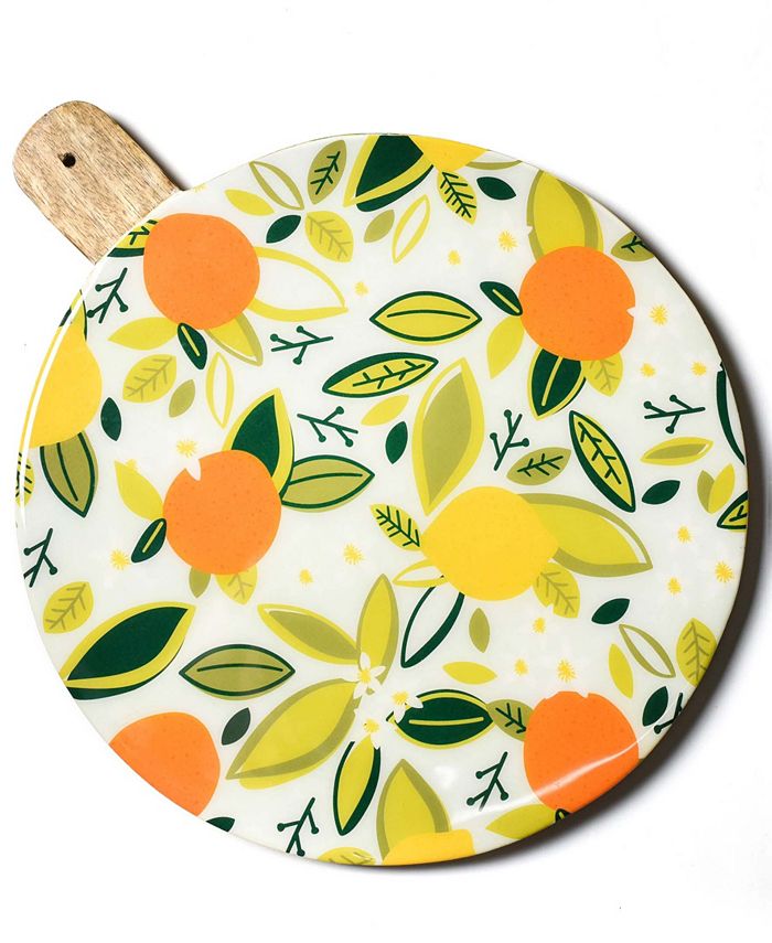 Coton Colors Citrus Print Wood Medium Round Board 12'' - Macy's