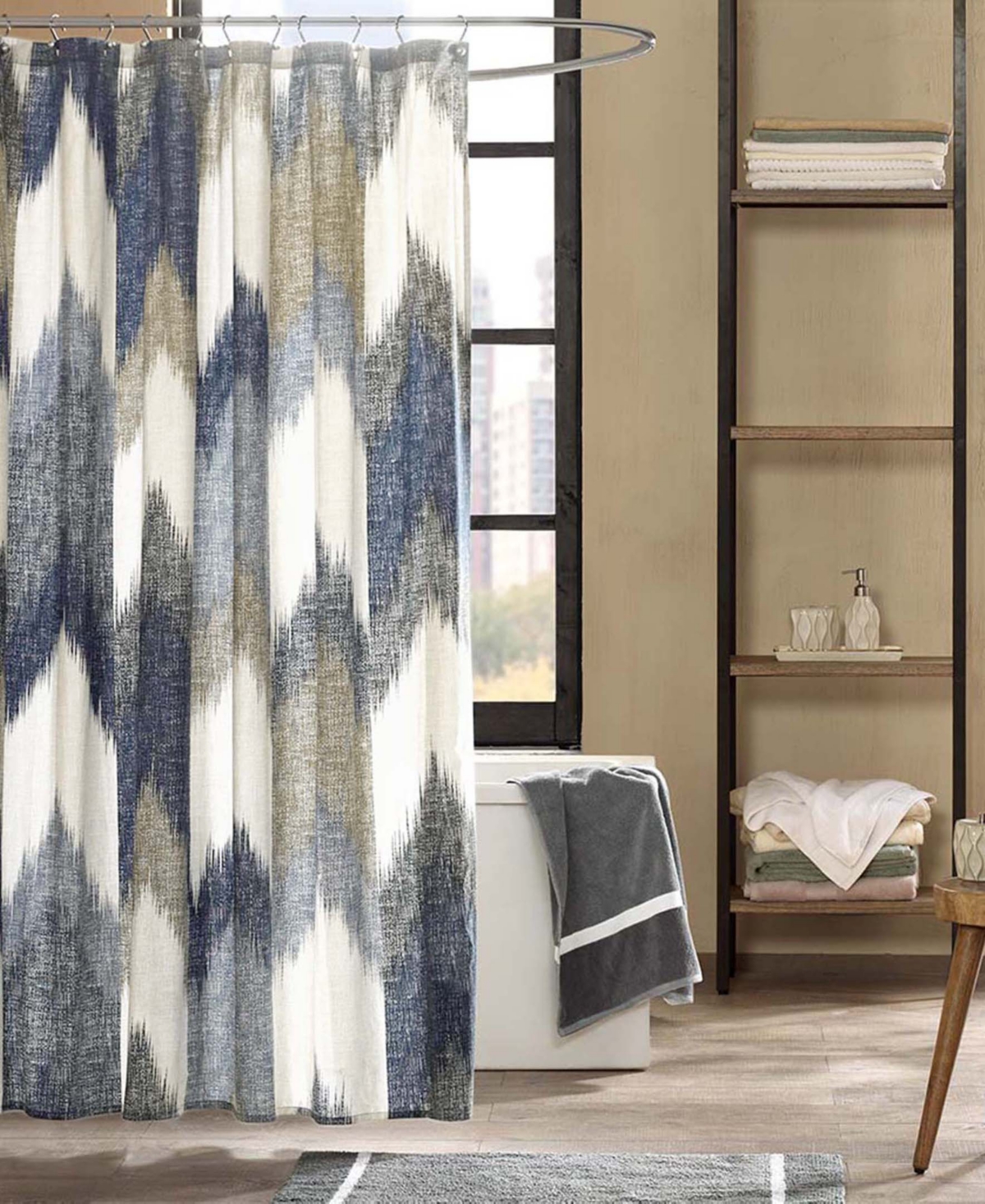 Click here for Ink+Ivy Alpine Chevron Stripe Cotton Shower Curtai... prices