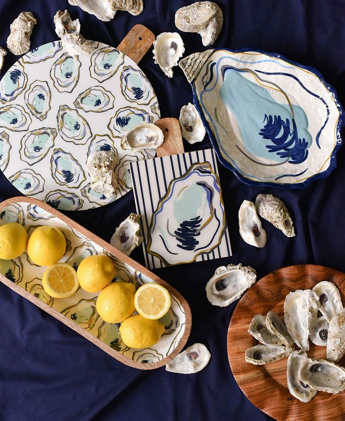 Coton Colors Oyster Print Wood Medium Round Board 12'' - Macy's