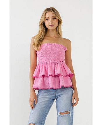 Free the Roses Women's Lace Smocked Knit Ruffled Tube Top - Macy's