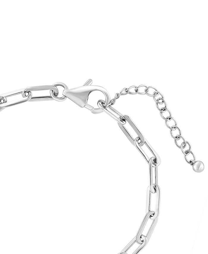 EFFY Collection EFFY® Diamond Pavé Heart Paperclip Link Bracelet (1/5 ct. t.w.) in Sterling ...