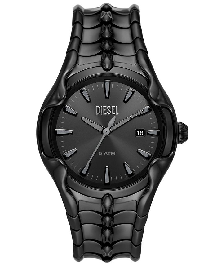 Diesel Men's Vert Quartz Three Hand Date Black Stainless Steel Watch ...