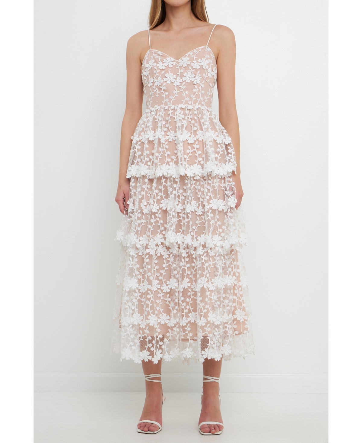 Click here for endless rose Womens Crochet Layered Midi Dress - W... prices