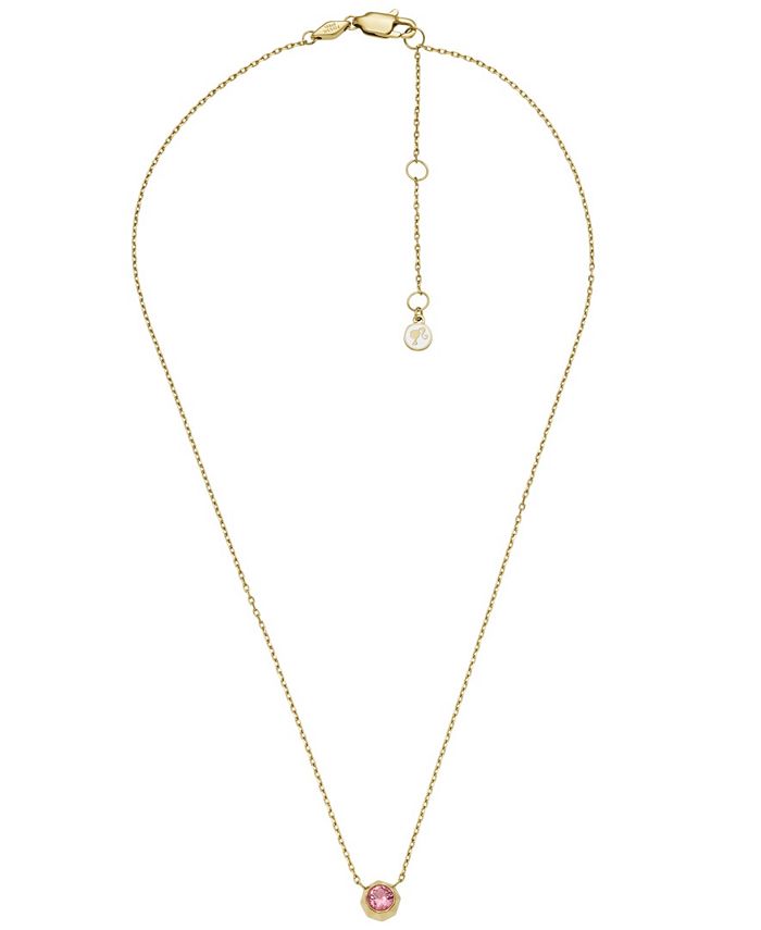 Fossil Barbie x Limited Edition Pink Crystal Pendant Necklace - Macy's