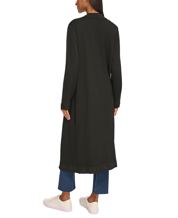 KARL LAGERFELD PARIS Women's Logo Open Duster Cardigan - Macy's
