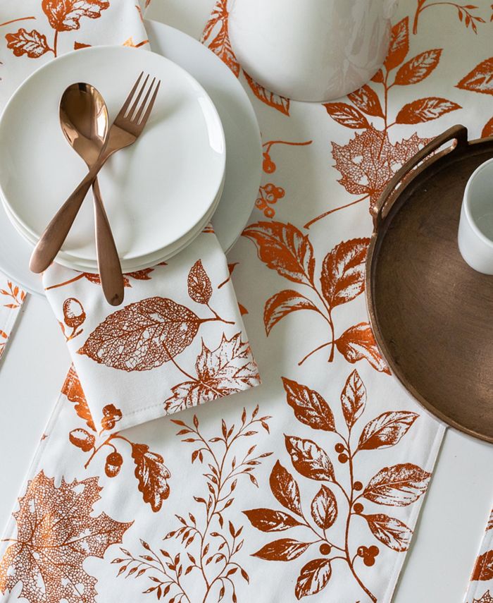Benson Mills Gilded Leaves Metallic Foil Print Table Runner 13 X 72 ...