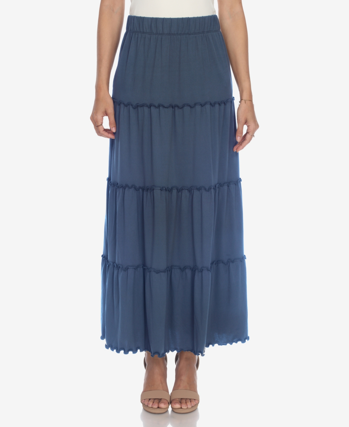 Click here for Womens Tiered Maxi Skirt - Denim Blue prices