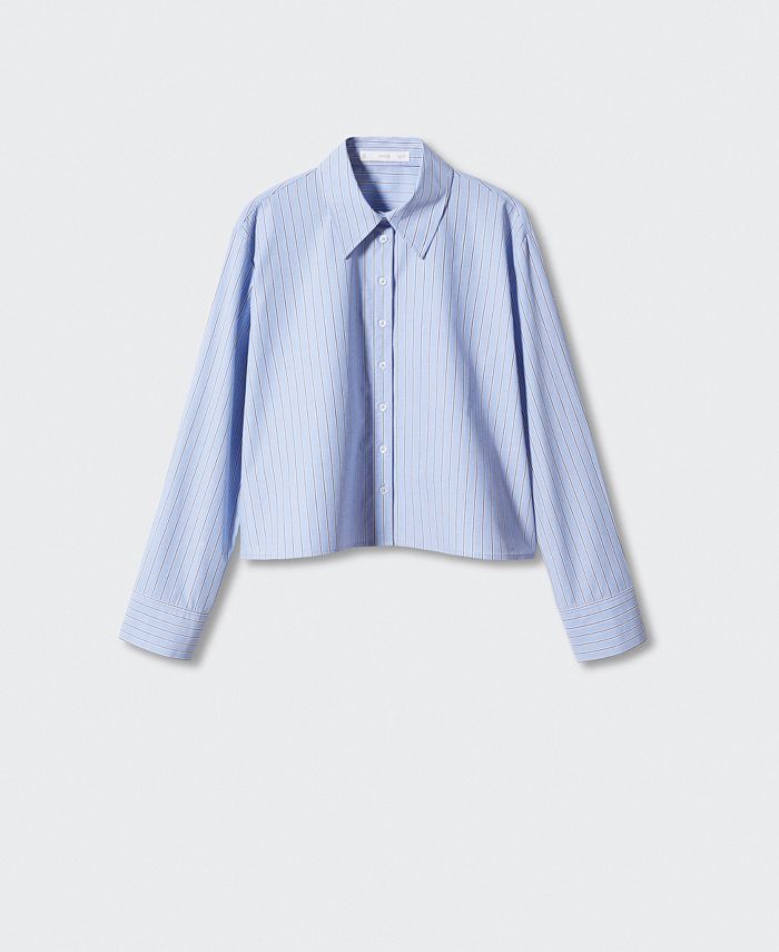 MANGO Women's Striped Cropped Shirt - Macy's