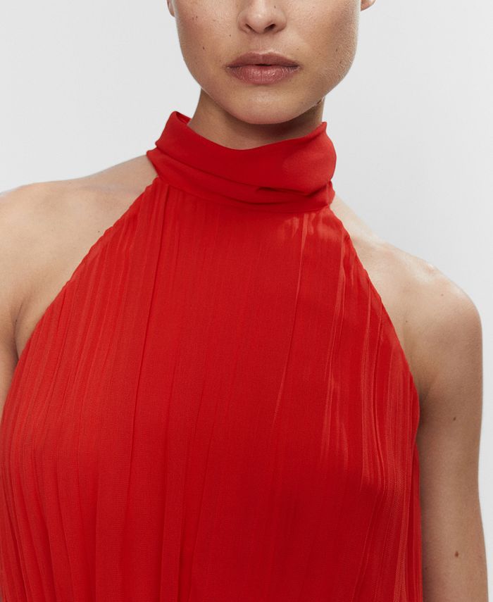 MANGO Women's Pleated Halter Neck Dress - Macy's