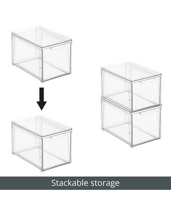 mDesign Stackable Closet Storage Bin Box with Pull-Out Drawer, Medium ...