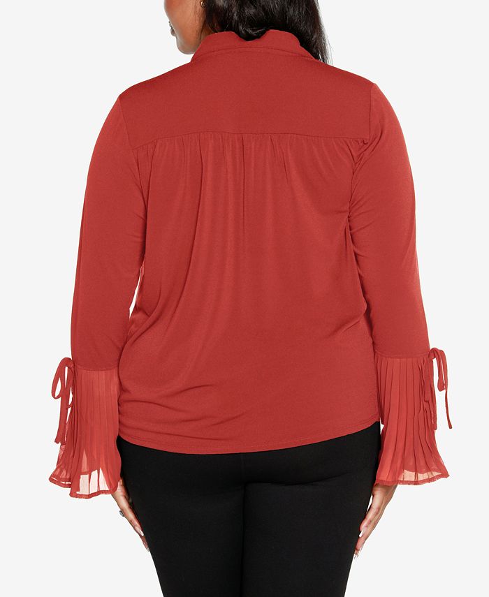 Belldini Black Label Plus Size Bell Sleeve Button Front Blouse - Macy's