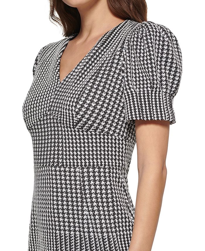 DKNY Women's Houndstooth Puff-Sleeve Sheath Dress - Macy's