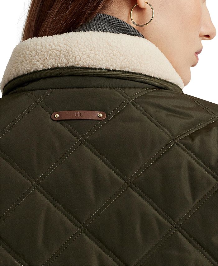 Lauren Ralph Lauren Women's Faux-Fur-Collar Quilted Coat - Macy's