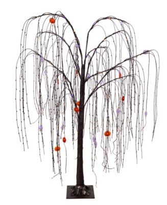 Kurt Adler 4' Willow Tree with 192 Purple and Orange Fairy Lights - Macy's