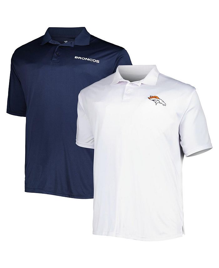Fanatics Men's Navy, White Denver Broncos Solid Two-Pack Polo Shirt Set ...