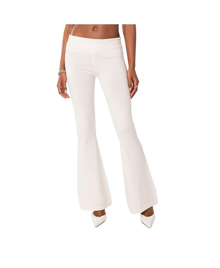 Edikted Women's Desiree Knitted Low Rise Fold Over Pants - Macy's
