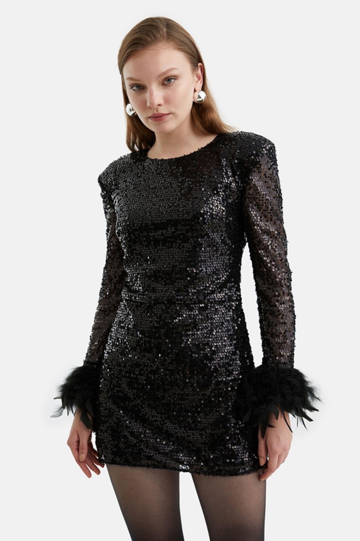 Click here for Nocturne Womens Sequined Mini Dress - Black prices