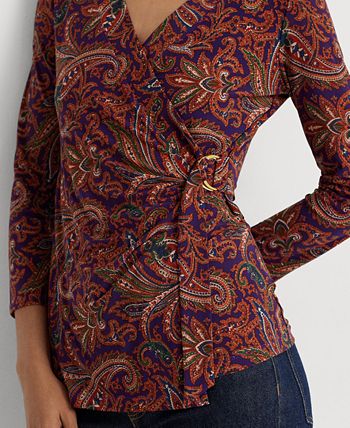 Lauren Ralph Lauren Women's Paisley Faux-Wrap Top - Macy's