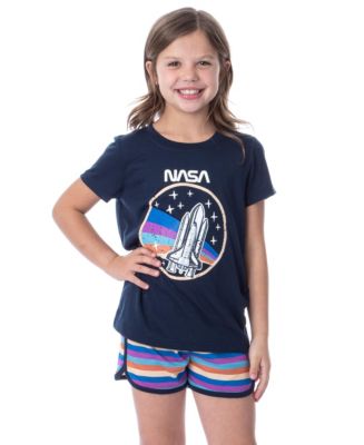 NASA Girls Retro Stripes Rocket Sleep Pajama Set - Macy's