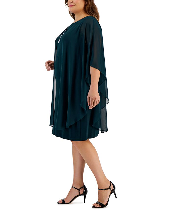 Connected Plus Size Cape-Overlay Sheath Dress - Macy's
