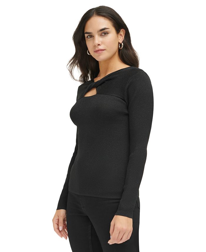 Calvin Klein Women's Metallic Keyhole Sweater - Macy's