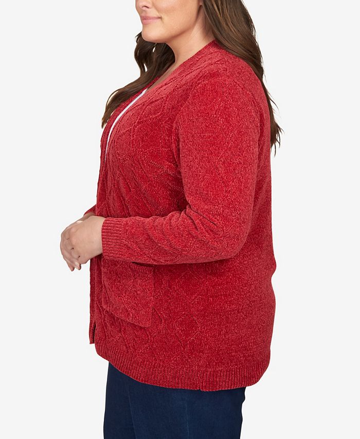 Alfred Dunner Plus Size Classics Chenille Long Open Cardigan Sweater ...