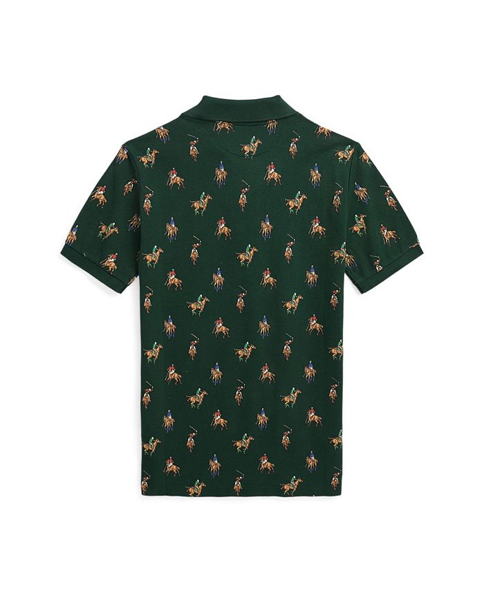 Polo Ralph Lauren Big Boys Equestrian-Print Cotton Mesh Polo Shirt - Macy's