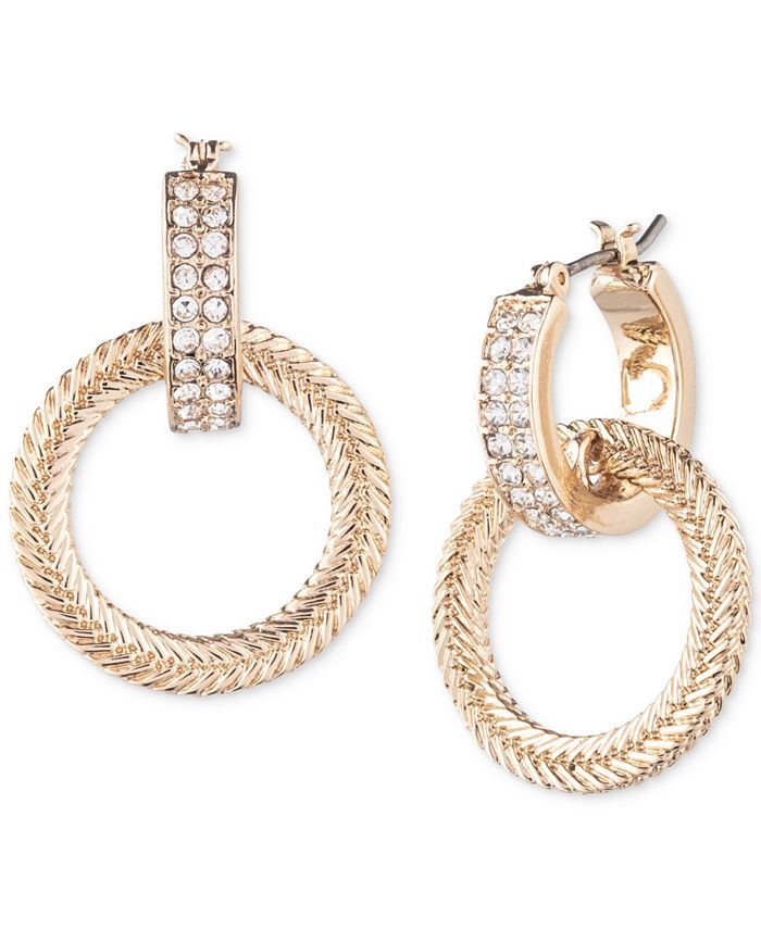 Lauren Ralph Lauren Gold-Tone Crystal Pavé Drop Earrings - Macy's