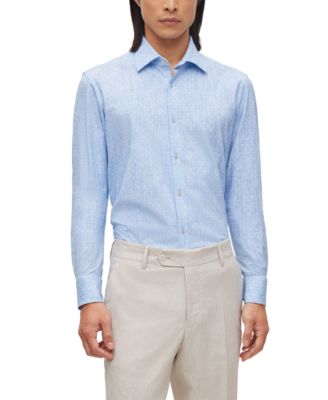 BOSS by Hugo Boss Men's Patterned Performance-Stretch Regular-Fit Shirt ...