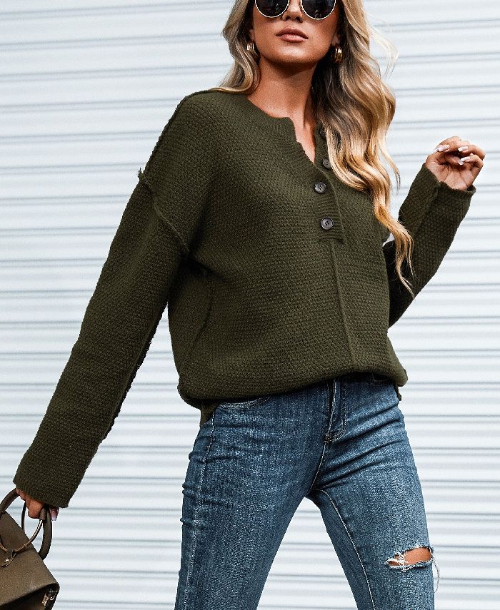 CUPSHE Women's Firework Textured Half-Button Sweater - Macy's