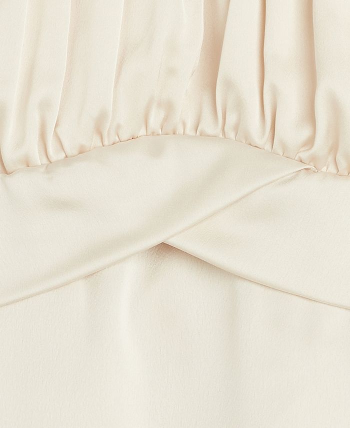 Beautees Big Girls Long Sleeve Tie-Back Satin Peasant Blouse Top - Macy's