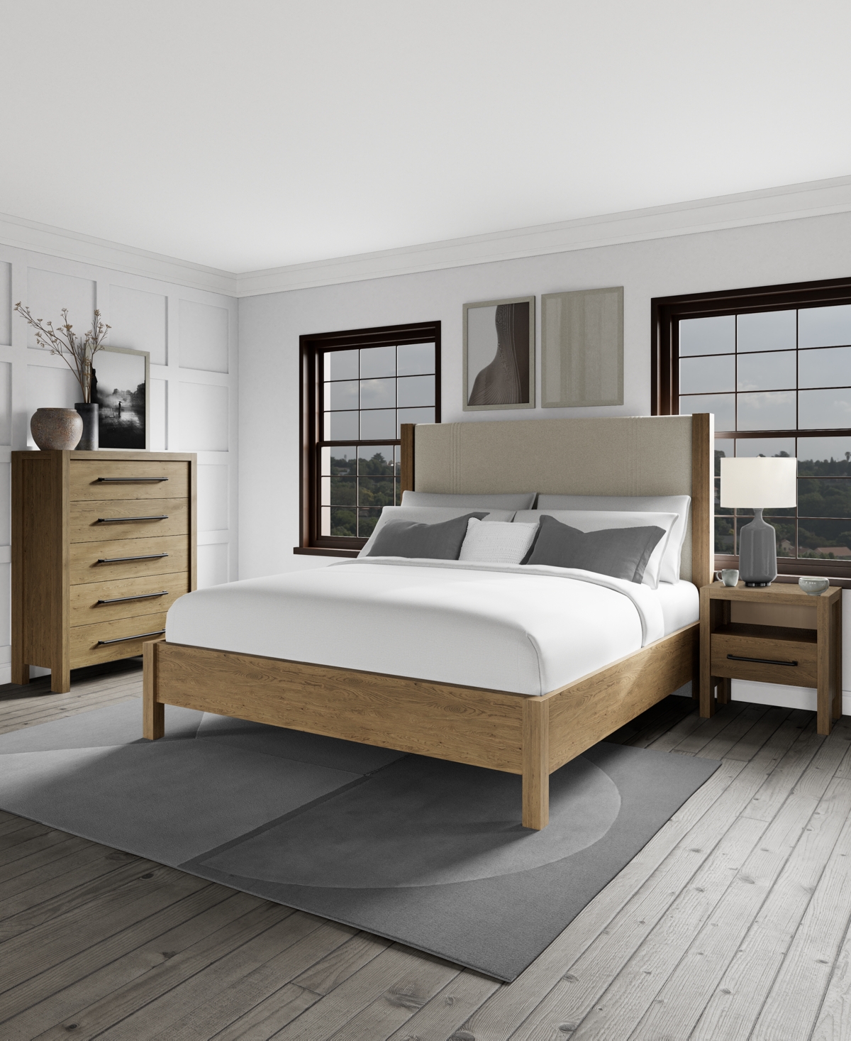 Click here for Davie King 3-Pc. Set (Upholstered Bed  Chest & 1-D... prices