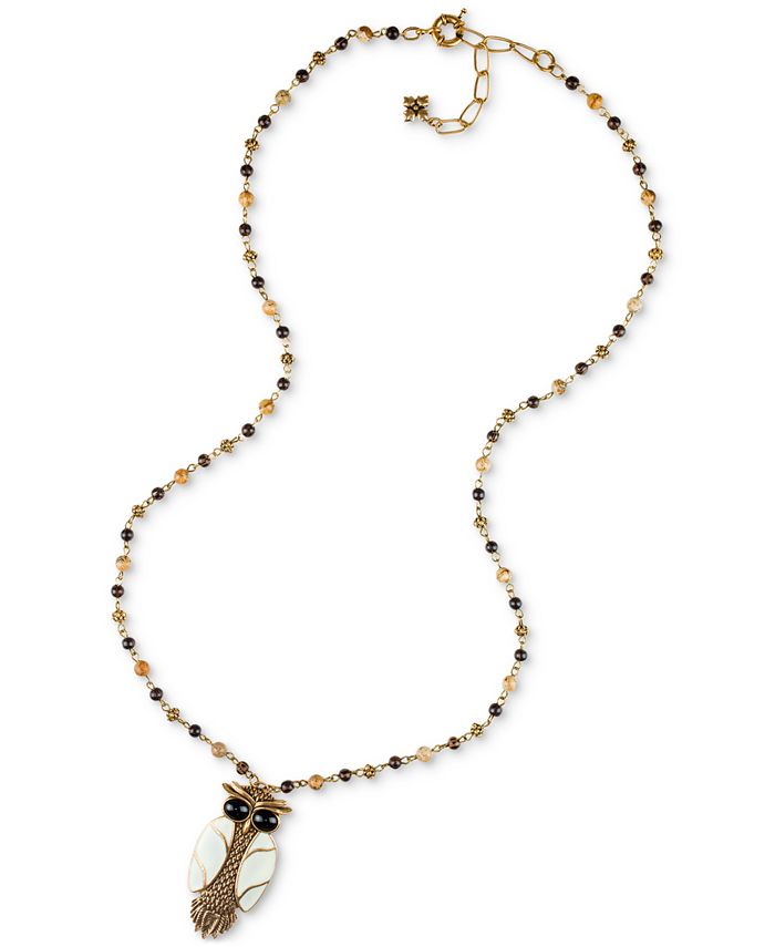 Patricia Nash Gold-Tone Large Owl Long Pendant Necklace, 32" + 3 ...