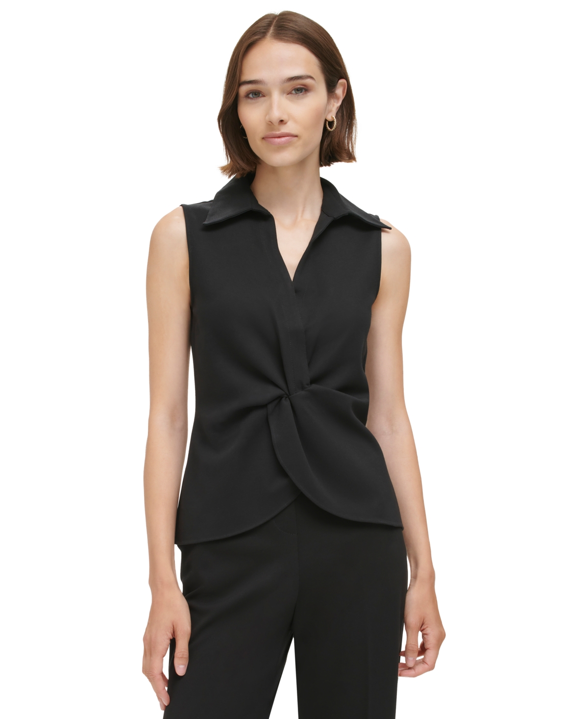 Click here for Calvin Klein Womens Sleeveless Twist-Front Top - B... prices