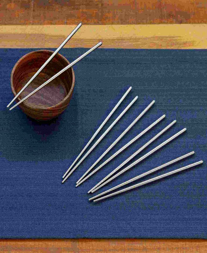 Joyce Chen 5 Pair Reusable Stainless Steel Metal Chopsticks Set - Macy's