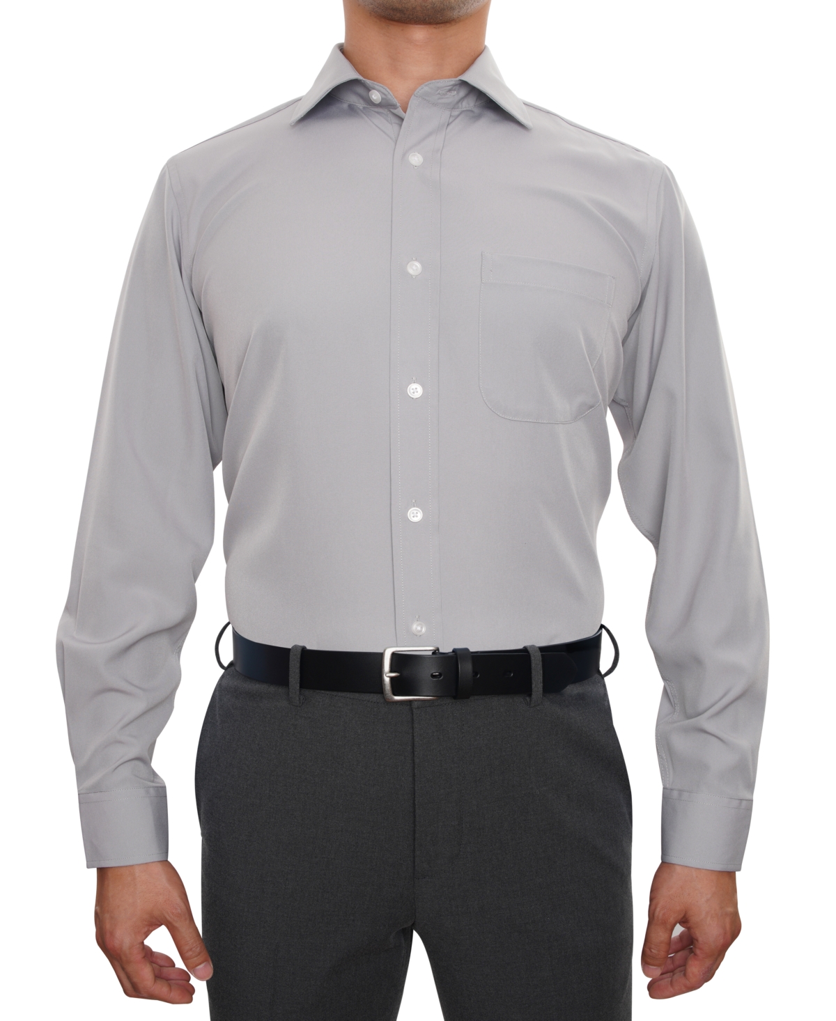 Click here for Men Classic-Fit Solid Color Dress Shirt - Charcoal prices