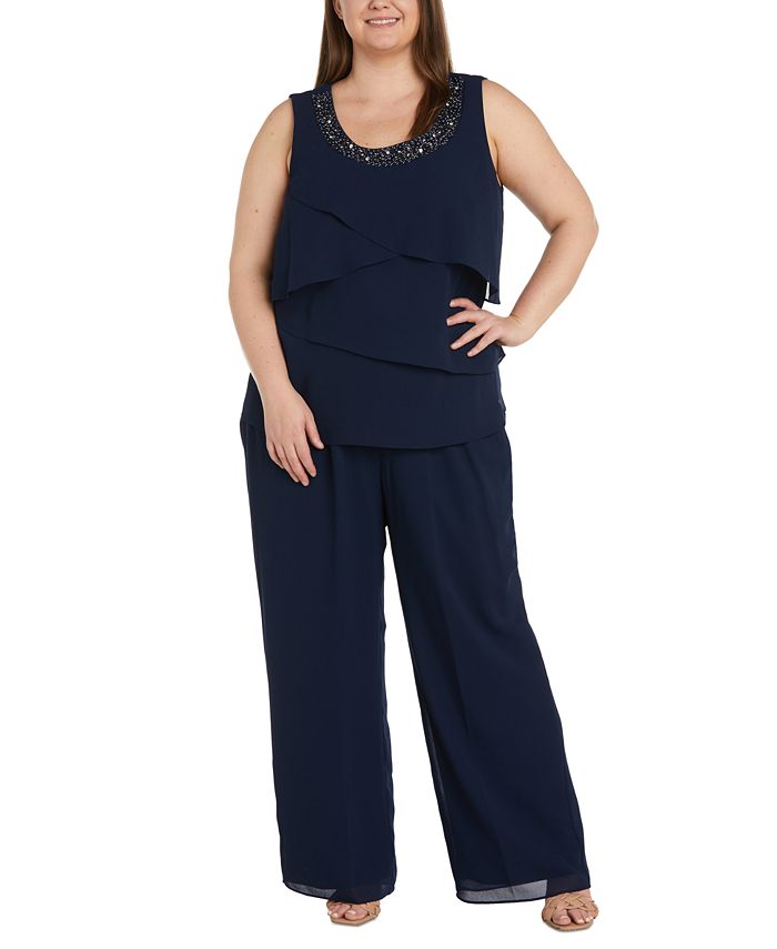 R & M Richards R& M Richards Plus Size Ruffle-Cuff Jacket, Beaded Tank ...