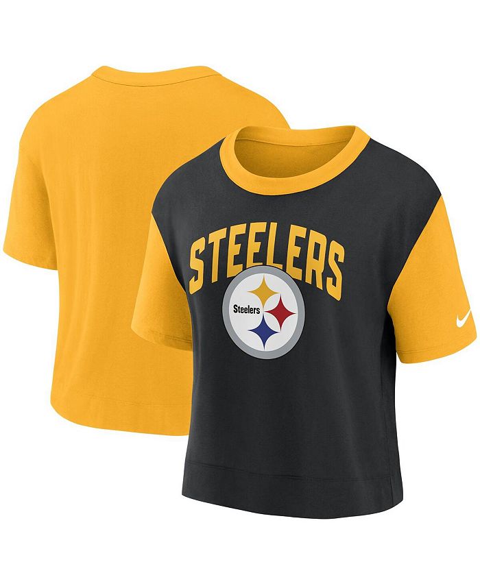 Nike Women's Gold, Black Pittsburgh Steelers High Hip Fashion T-shirt ...