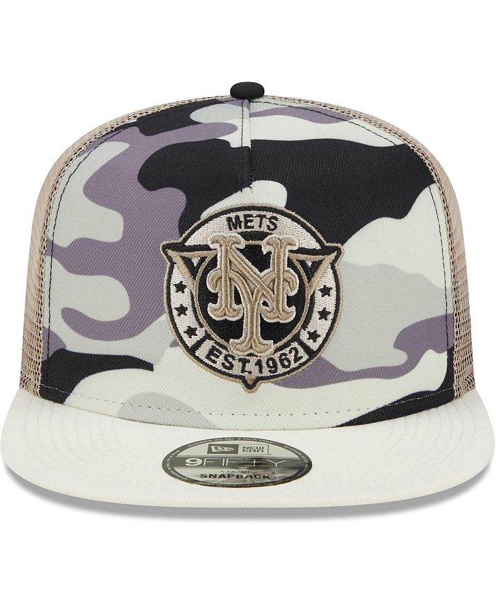 New Era Men's White New York Mets Chrome Camo A-Frame 9FIFTY Trucker ...