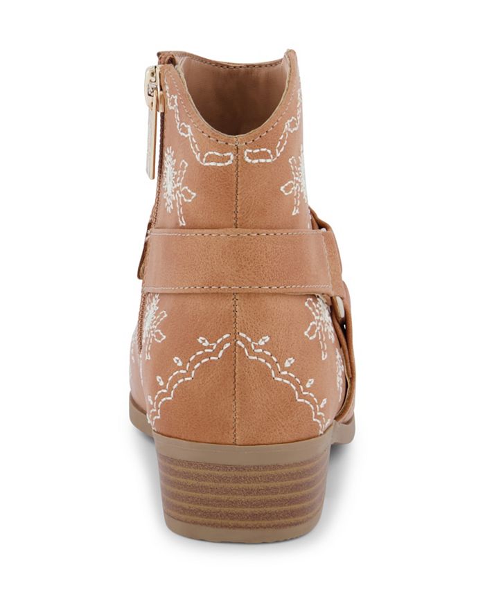 Jessica Simpson Big Girls Layla Embroidered Side Zipper Booties - Macy's