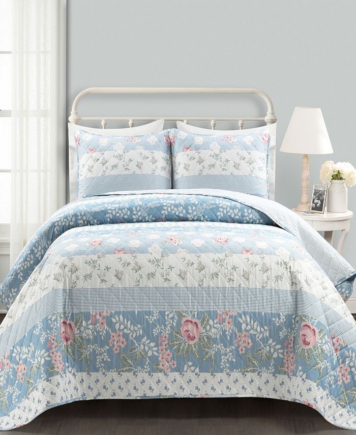 Lush Décor Cottage Core Flower Stripe Oversized Reversible Cotton 3 ...