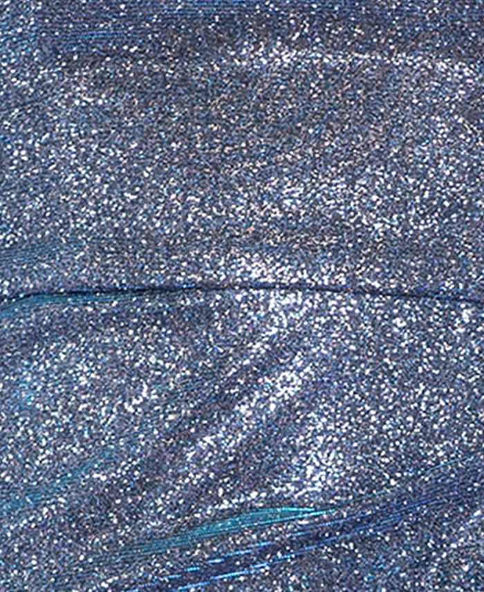 Blondie Nites Blondie Nights Juniors' Metallic-Knit Draped Mini Dress ...