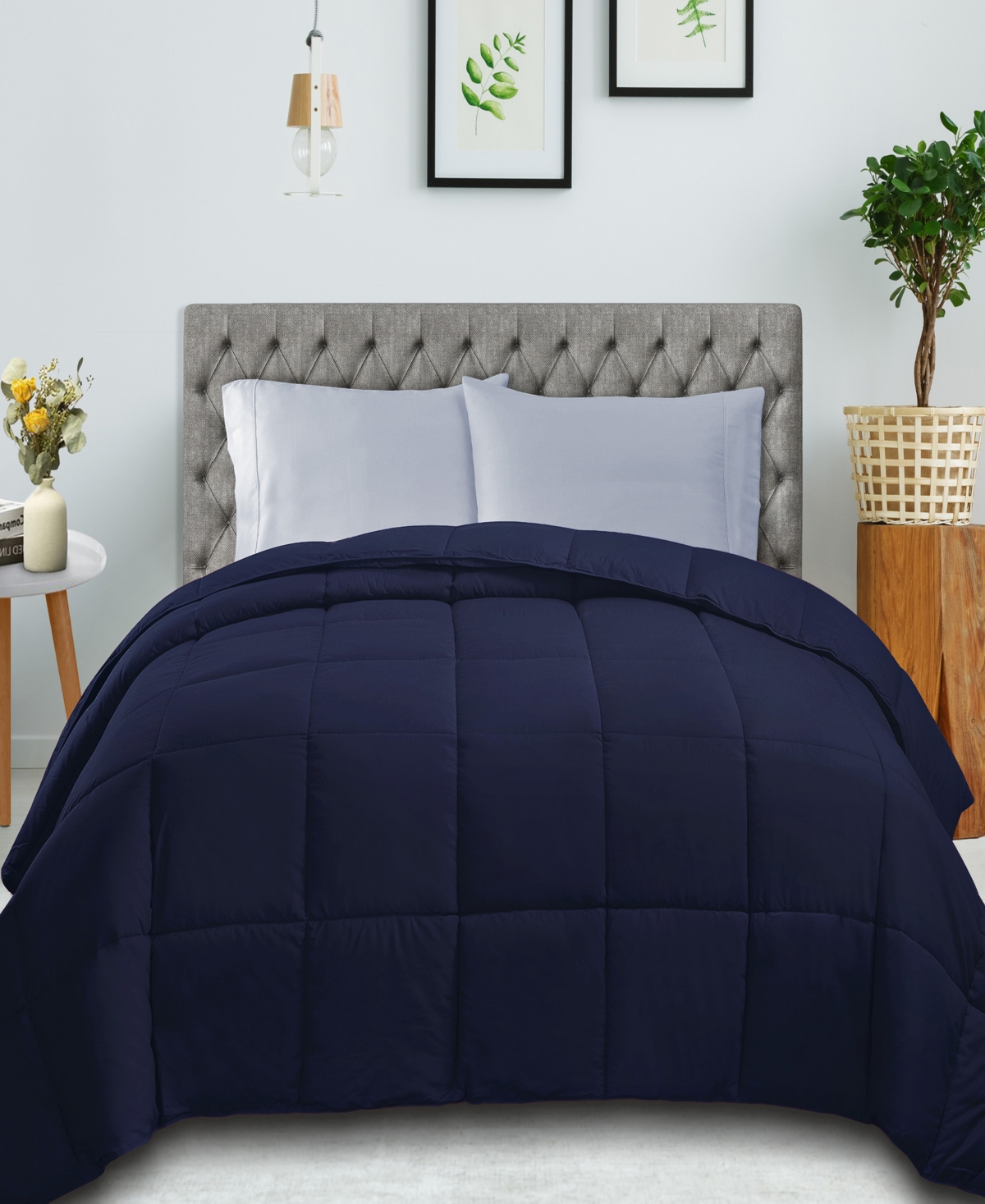 Superior All Season Down Alternative Reversible Comforter  Full/Queen - Navy Blue