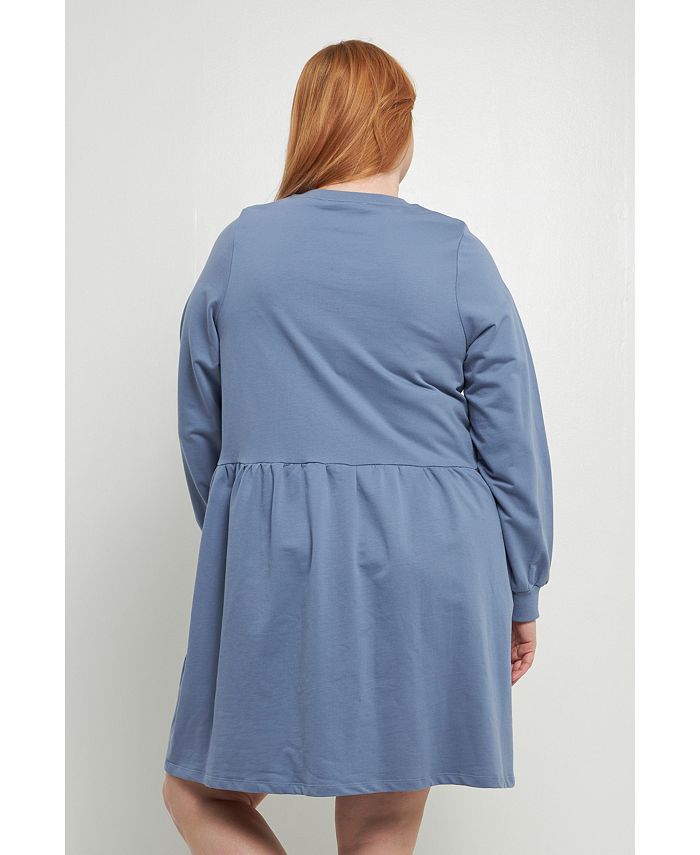 English Factory Plus Size Knit Unbalanced Seam Dress - Macy's