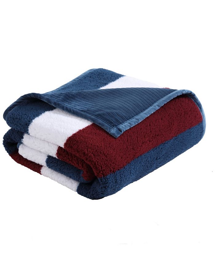 Nautica Wilton Sherpa Striped Throw, 60" X 50" - Macy's