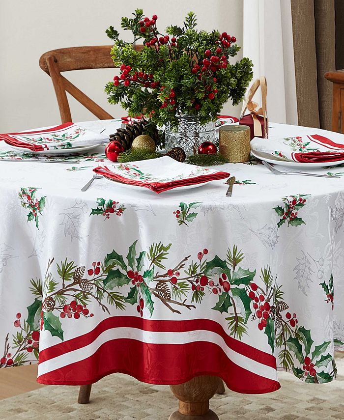 Elrene Perfect Holly Table Linens Collection - Macy's